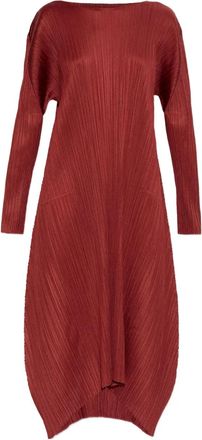 Pleats Please Issey Miyake robe mi-longue à design plissé - Rouge