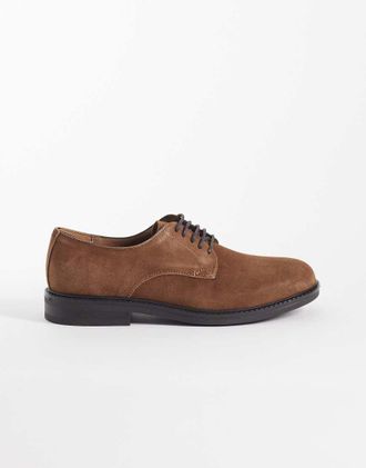 Mango Chaussures richelieu en daim v&eacute;ritable &agrave; lacets - Marron-Brown