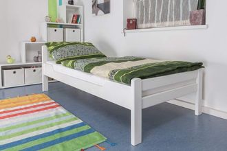 Steiner Shopping M&ouml;bel Einzelbett Easy Premium Line K1/2n, Buche Vollholz massiv wei&szlig; lackiert - Ma&szlig;e: 90 x 200 cm