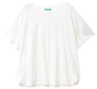 Benetton Damen 3z12d101x T-Shirt, Milchweiß 074, Small