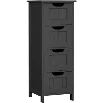 Vasagle Vasagle - Meuble de Salle de Bain, Meuble de Rangement, Armoire sur Pied, avec 4 Tiroirs, 30 x 30 x 82 cm, pour Salle de Bain, Salon, Salle &agrave; Manger