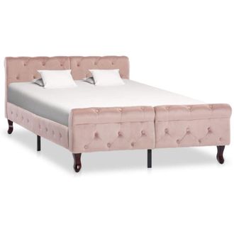 vidaXL Vidaxl - Cadre de lit Rose Velours 120x200 cm