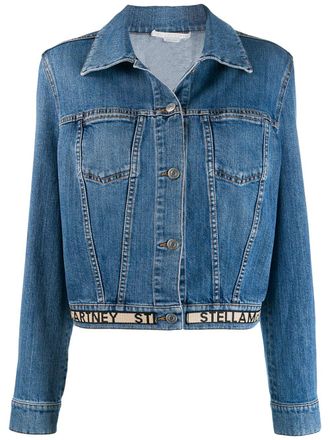 Stella McCartney veste en jean &agrave; ourlet &agrave; logo - Bleu