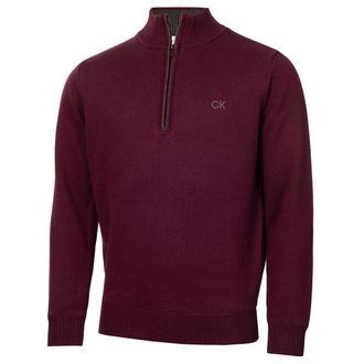 Calvin Klein Herren gef&uuml;ttert Chunky 1/2 Zip Sweater - Franz&ouml;sisches Burgund - S