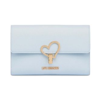 Love Moschino Femme, Sacs, Bleu, Taille: ONE Size Heart Detail Chain Strap Clutch