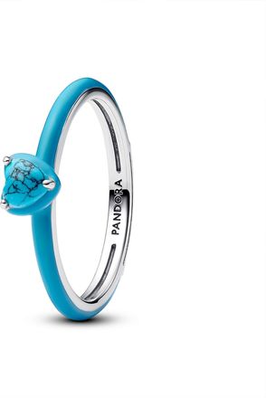 Pandora Pandora Türkisfarbener Herz-Stein Ring aus Sterling-Silber, aus der ME Kollektion, Gr. 48, 193828C01-48