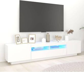 vidaXL Vidaxl - Meuble tv avec lumi&egrave;res led Blanc 200x35x40 cm