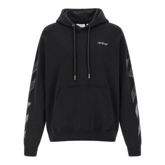Off-white Brushed Cotton Hoodie - - Sweatshirts & Hoodies - Herren - Schwarzk - S