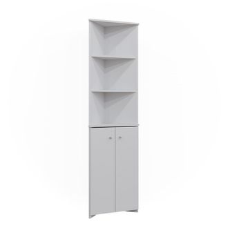 Vicco Badschrank Weiß Fynn 52x175x36 cm - Der Wäscheschrank, Ideal für kleine Bäder oder Enge Räume