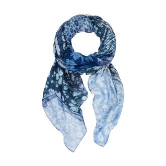 Desigual Femme, Accessoires, Bleu, Taille: ONE Size Floral Pattern Viscose Scarf