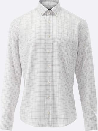 van Laack Kariertes Dobby-Hemd mit Button-Down-Kragen
