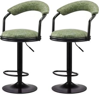 Generic Set mit 2 H&ouml;henverstellbaren Barhockern mit 360&deg;-Drehfunktion, Gepolstertem Kunstlederbezug und R&uuml;ckenlehne f&uuml;r Esszimmer und Bar, 60-80 cm