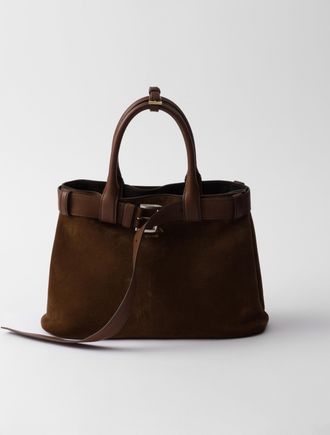 Prada Mittelgroße Prada Buckle Tasche aus Wildleder mit Gürtel