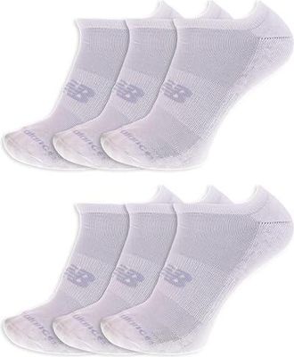 New Balance Performance Cushioned No Show Socks-6 & 12 Moisture Wicking, Blanc (6 Paires), M Mixte