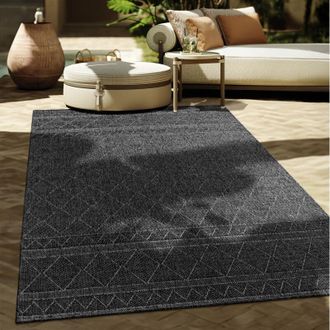 Paco Home Paco Home - Outdoor Teppich Flachgewebe modern Boho Ethno wetterfest Au&szlig;enbereich 240x340 cm, Anthrazit 2