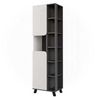Vicco Hochschrank Karen, Anthrazit/Wei&szlig;, 50 x 175 cm mit 2 T&uuml;ren