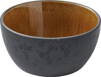 Bitz Schüssel, Schale, Snackschale, Schälchen aus Steingut, 10 cm im Durchmesser, Black/Amber