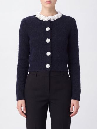 Self Portrait Cardigan aus Alpaka-Wollmischung mit R&uuml;schen und Schmuckkn&ouml;pfen