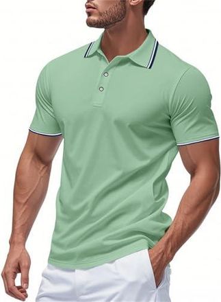 Generic Polo Tactique à Manches Courtes pour Homme, Coupe Classique, col boutonné, Haut de Golf performant, Z01-Polo De Hombre Vert Menthe, XL