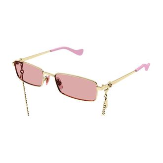 Gucci Retro-Sonnenbrille mit Kette - - Accessories - Damen - Gelb - 56 MM