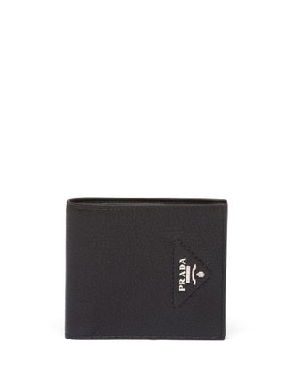 Prada portefeuille grainé à plaque logo - Noir