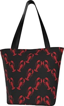 AOOEDM Sac fourre-tout r&eacute;utilisable homard rouge femmes sac &agrave; main d&eacute;contract&eacute; sacs &agrave; bandouli&egrave;re pour faire les courses &eacute;picerie voyage &agrave; lext&eacute;rieur