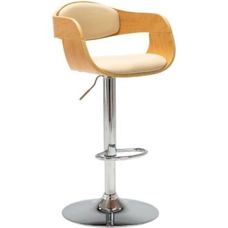 vidaXL Tabouret de bar Cr&egrave;me Bois courb&eacute; et similicuir vidaXL