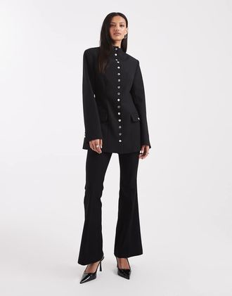 Asos Blazer ajust&eacute; &agrave; boutons - Noir