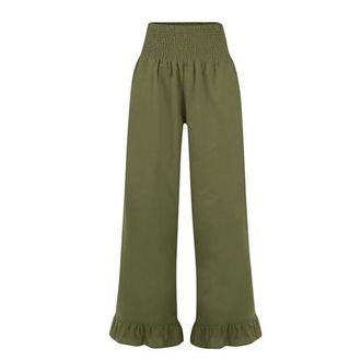 Generic Pantalon habill&eacute; &agrave; jambes larges, taille haute pour femme, pantalon d&eacute;contract&eacute;, short ample, short de vacances et de plage, vert militaire, XL