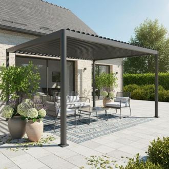 Sweeek Pergola bioclimatique anthracite aluminium et acier lames orientables 4x3m - Imperial