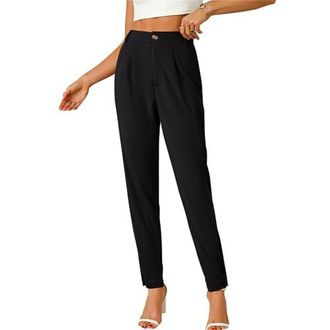 Generic Pantalon habill&eacute; taille haute fusel&eacute; extensible d&eacute;contract&eacute; pour femme Pantalon de travail pour le printemps et lautomne 2026 Tenues avec poches, Noir
