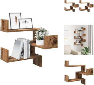 vidaXL Vidaxl - tagères dangle murales 2 pcs vieux bois 40x40x49,5 cm - Étagère Dangle Murale - Étagères Dangle Murales - Étagère Murale - Étagère Dangle