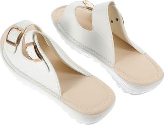 Soimiss Pantoufles de Plage pour Femme en Cuir V&eacute;ritable Blanc Taille 41 Semelle &Eacute;paisse Confortable Sandales D&Eacute;t&eacute; L&eacute;g&egrave;res et D&eacute;contract&eacute;es pour Vacances et S