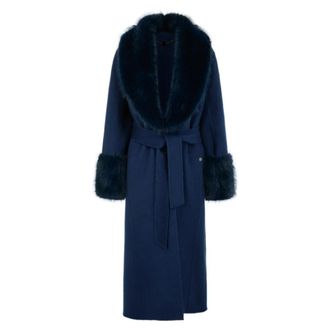 Marc Cain Langer G&uuml;rtelmantel - - Coats - Damen - Blau - XS
