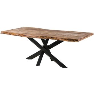 Massivmoebel24 Baumtisch Sheesham 240x100x79 natur sandgestrahlt / Mikado-Beine anthrazit matt freeform 5