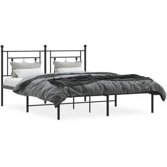 vidaXL Bettgestell mit Kopfteil Metall Schwarz 160x200 cm Vidaxl