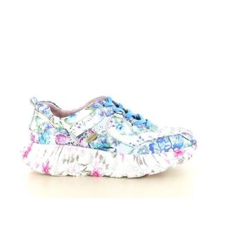 Laura Vita Laura Vita Damen-Sneaker Sofiao 07, blau-rosa, mit Blumenmuster, aus Leder, Plateau