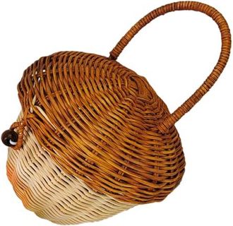 FOMIYES Panier en Rotin Tress&eacute; Forme Gland Poign&eacute;e Petit Panier 25X16/26 CM Demoiselles dHonneur et D&eacute;coration Int&eacute;rieure Accessoire Photo et Rangement L&eacute;ger