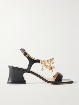 Chloé Sandales En Cuir À Ornements - Noir