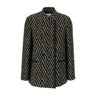 Forte_Forte Femme, Vestes, Noir, Taille: 38 FR Veste oversize jacquard &agrave; chevrons