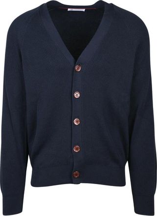 Brunello Cucinelli Cardigan col en V - Homme - Pulls - Bleu - Taille: 2XL