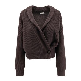 Brunello Cucinelli Strickjacke mit Schalkragen - - Knitwear - Damen - Braun - XS