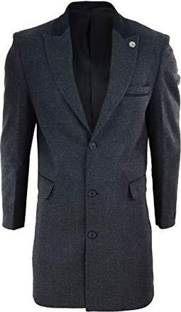 TruClothing Manteau homme pardessus longueur 3/4 tweed à chevrons style British Gentleman