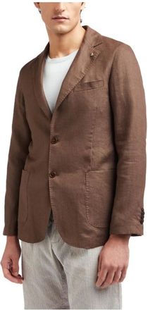 AT.P. CO Homme, Vestes, Brun, Taille: XL Blazer en Lin Marron Col Classique