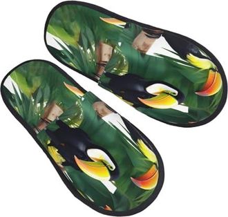 Generic Fourrure Pantoufles Toucans Perroquet Feuilles De Palmier L&eacute;gers Pantoufles DH&ocirc;tel Doux Maison Slippers Pour Int&eacute;rieur Chambre Invit&eacute; M