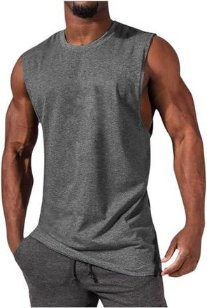 Generic D&eacute;bardeur &agrave; manches courtes pour homme - Maillot de corps extensible et confortable - En coton - Coupe droite - Pour entra&icirc;nement - Bodybuilding - Fit