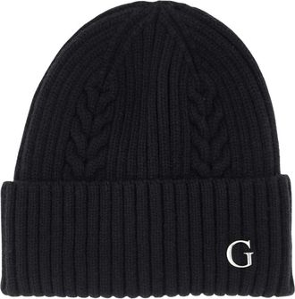 Guess Schwarze Gestrickte B&uuml;ndchen Logo M&uuml;tze Damen - - Accessories - Damen - Schwarzk - L