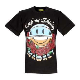 Market Market, Homme, Tops, Noir, Taille: M T-shirt noir avec Smiley lumineux T-shirt homme