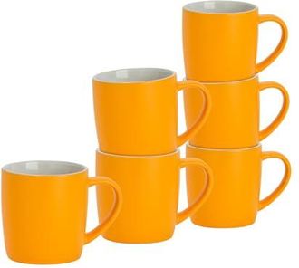 Argon Tableware Lot de 6 Tasses &agrave; caf&eacute; color&eacute;es - Jaune Mat - 350 ML - Lot de 6 - Tasses &agrave; th&eacute; en gr&egrave;s c&eacute;ramique Mat, Tasses &agrave; Latte, Cappuccino, Ensemble de Tasses c