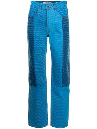 Marine Serre jean Moonfish Skin à design à empiècements - Bleu